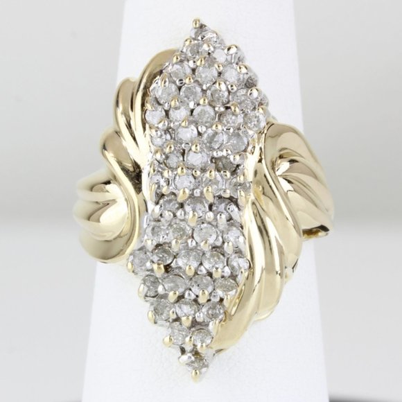 Jewelry | 1k Gold Diamond Waterfall Cocktail Ring | Poshmark